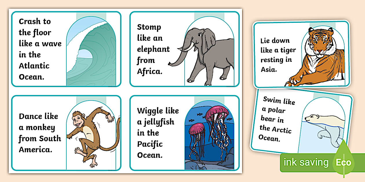 Continents and Oceans Brain Break Cards