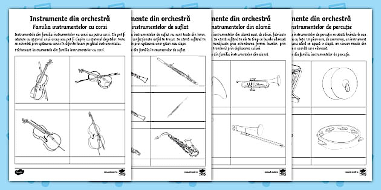 Instrumente din orchestră – Fișă de lucru