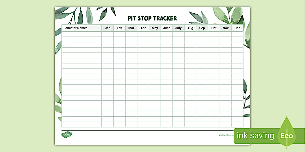 Education Leader Pit Stop Tracker (Teacher-Made) - Twinkl