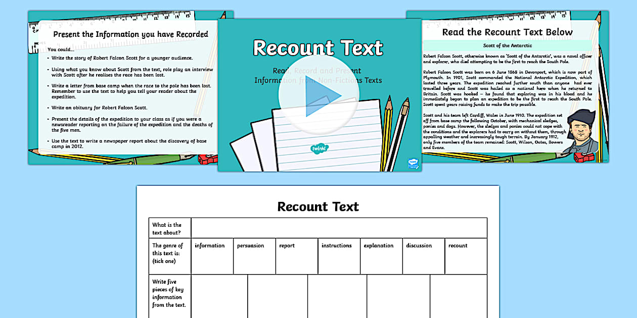 VIC Recount Text Read, Record and Present Information Lesson Pack