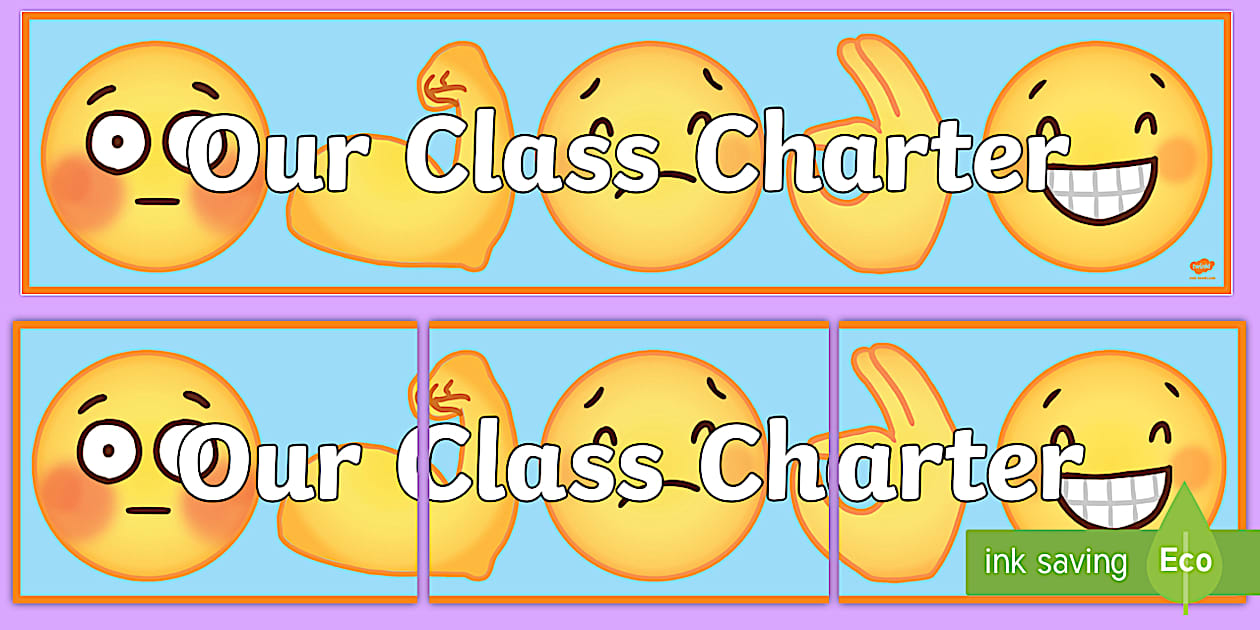 😊 Our Class Charter Emoji Themed Display Banner - Twinkl