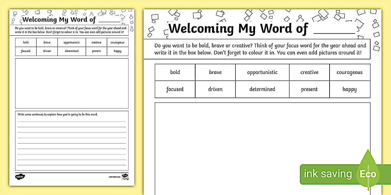 My New Year Word Worksheet