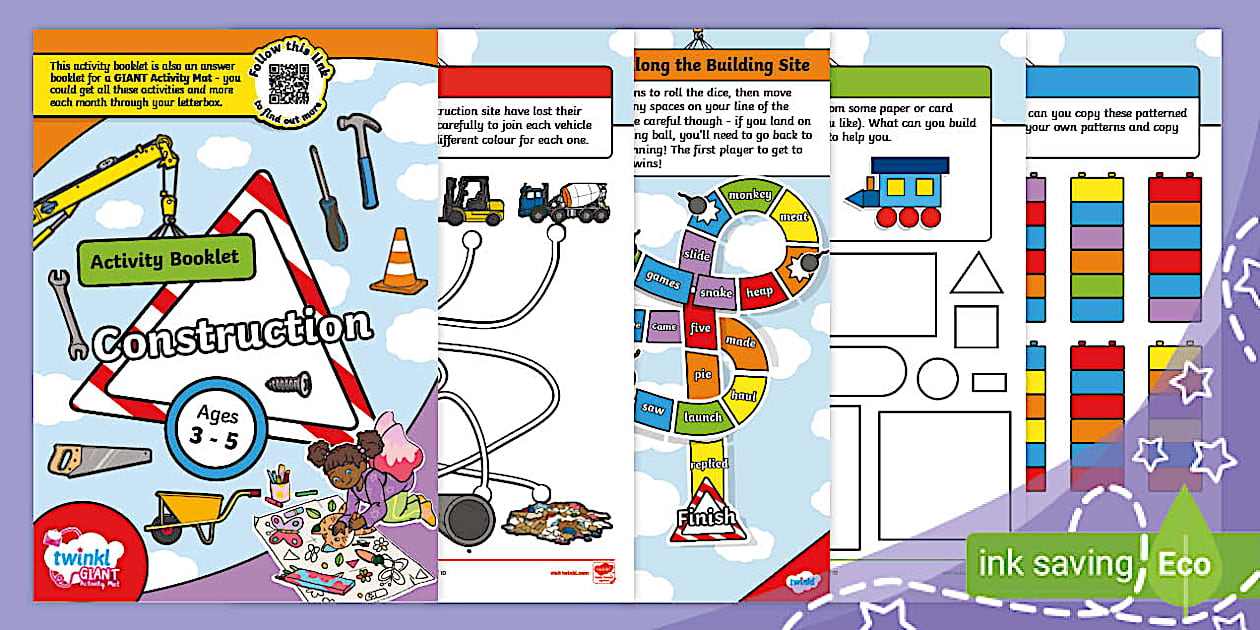 Construction Activity Booklet (Ages 3 - 5) (teacher made)