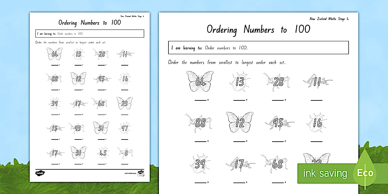 Stage 4 Maths Ordering Numbers to 100 Worksheet - Twinkl