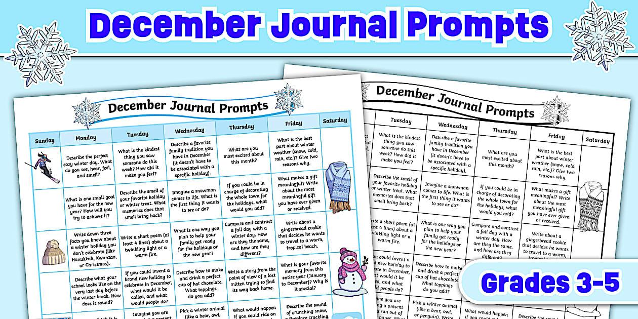 Third Grade December Daily Journal Prompts