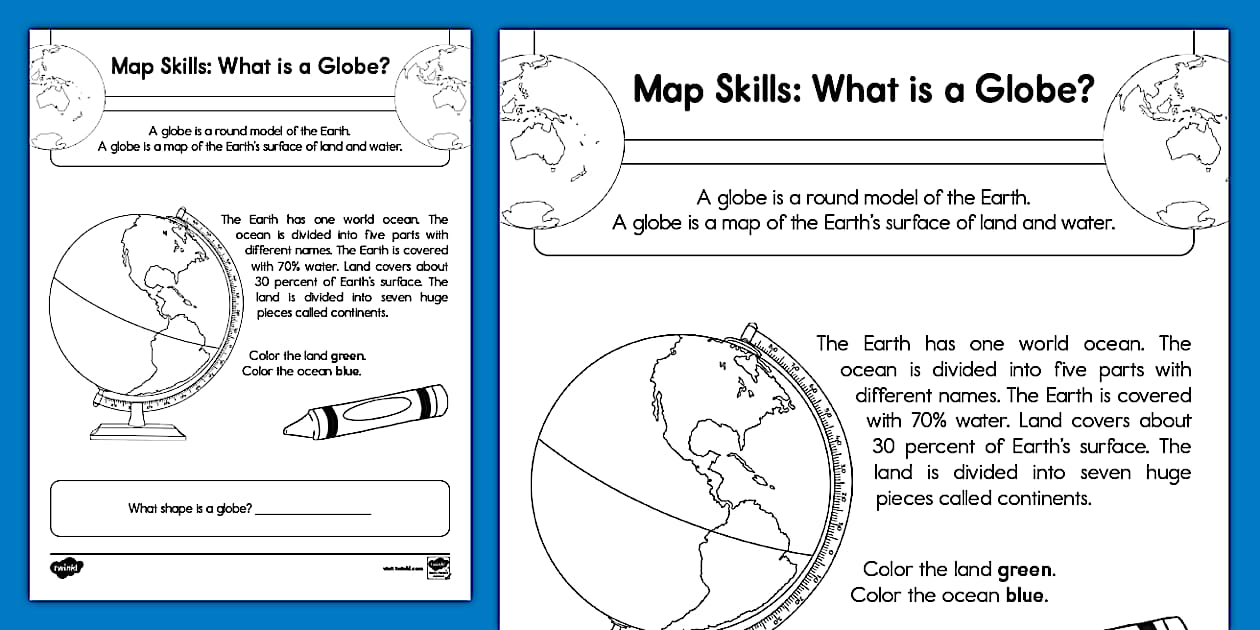 Second Grade Map Skills: What is a Globe? Worksheet - Twinkl