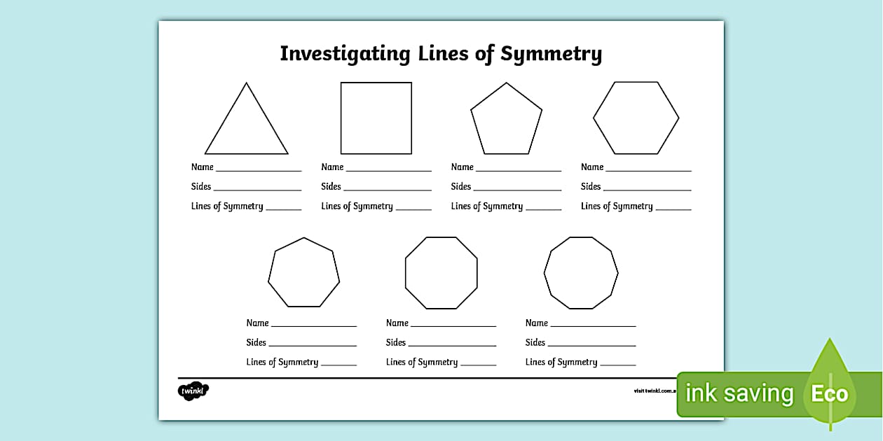 Lines of Symmetry in 2D Shapes Worksheet | Teacher-Made