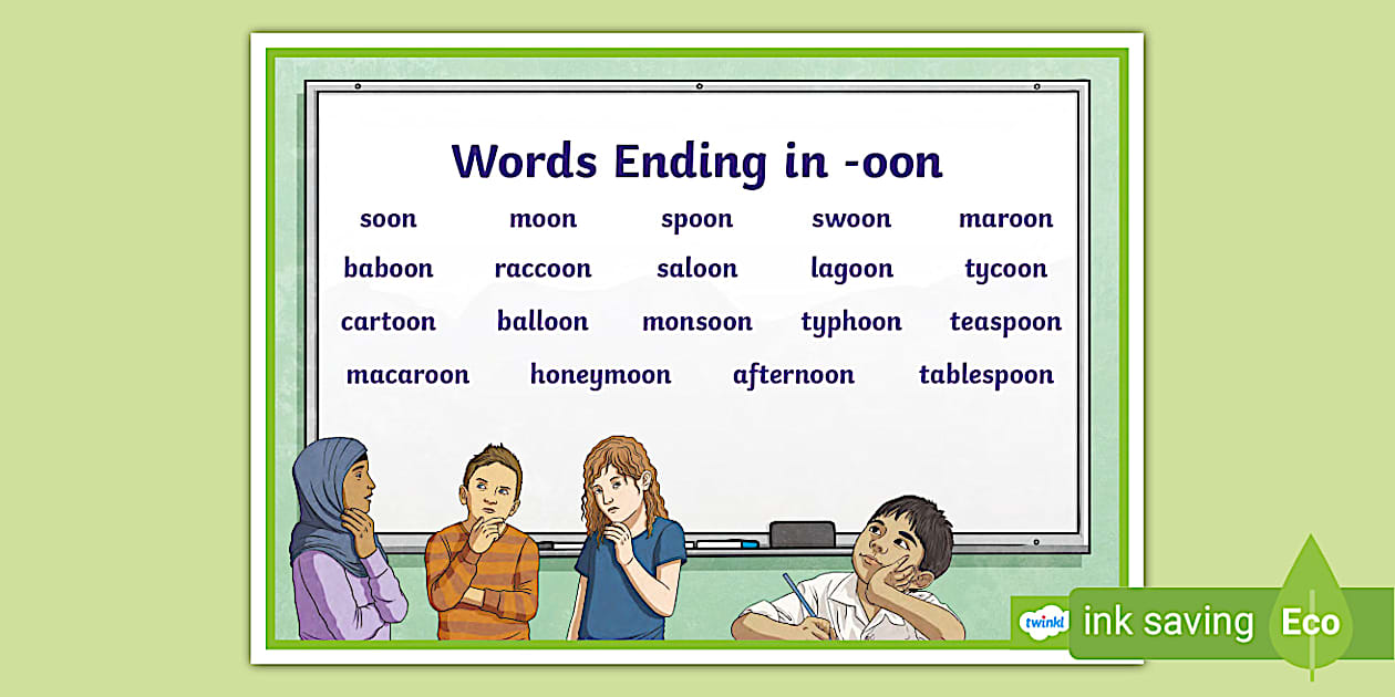 Words Ending in -oon Word Mat (Teacher-Made) - Twinkl