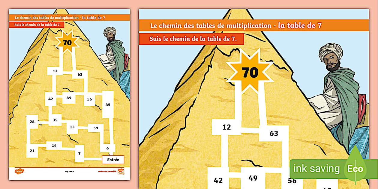 Le chemin des tables de multiplication - la table de 7