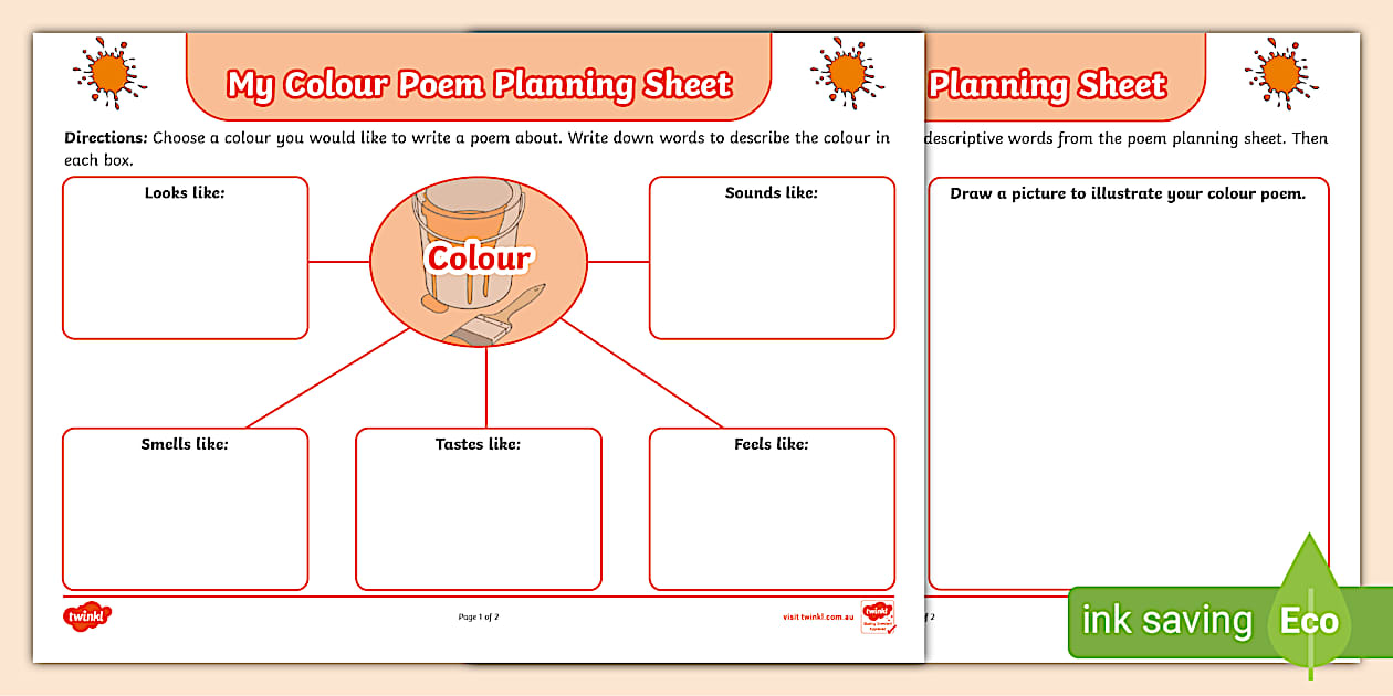 Colour Poem Writing Activity | F-2 Australia | Teacher-Made