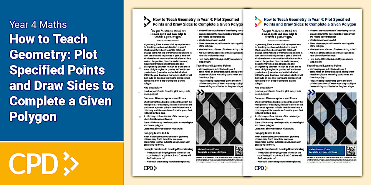 How to Teach Geometry in Year 4: Plot Specified Points and Draw Sides to