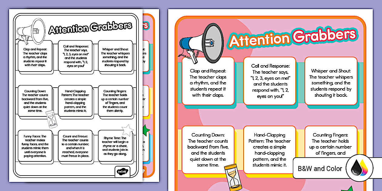Attention Grabbers for K-2nd Grade (teacher made) - Twinkl