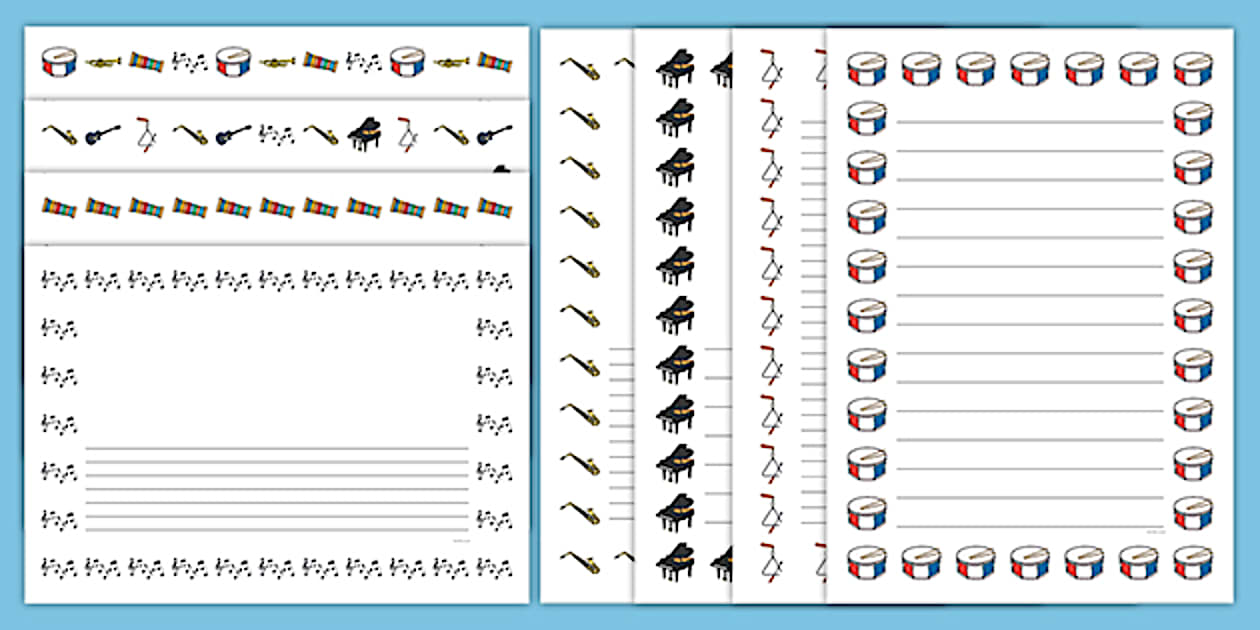 Music Page Border for Writing (Instruments) - KS2 Resources