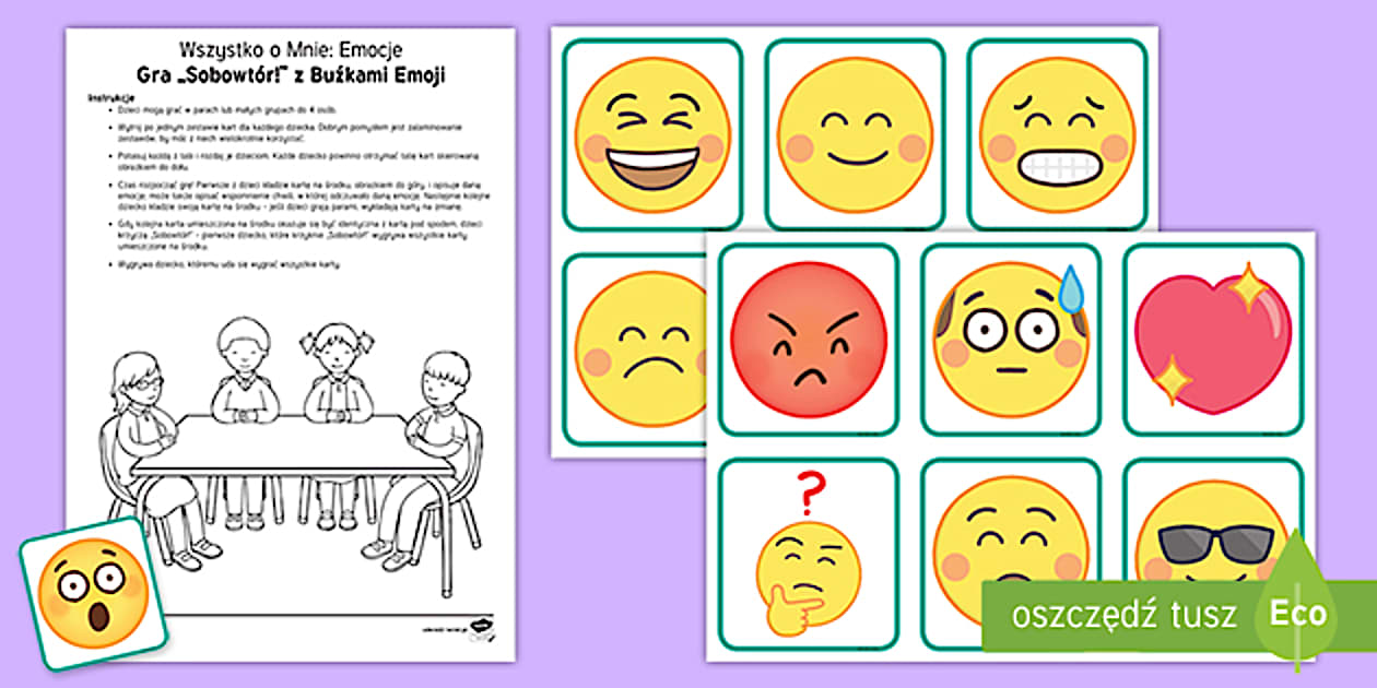 Emocje - Gra z Buźkami Emocji (Teacher-Made) - Twinkl