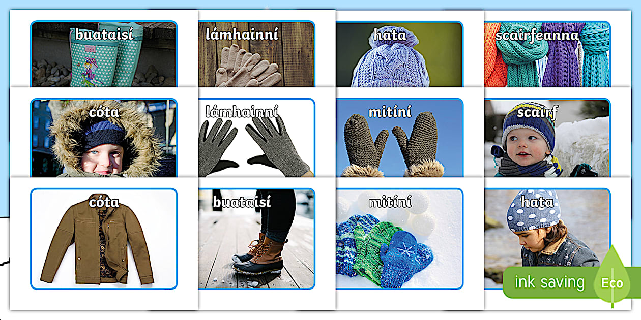 Winter Clothes Display Photos Gaeilge (teacher made)
