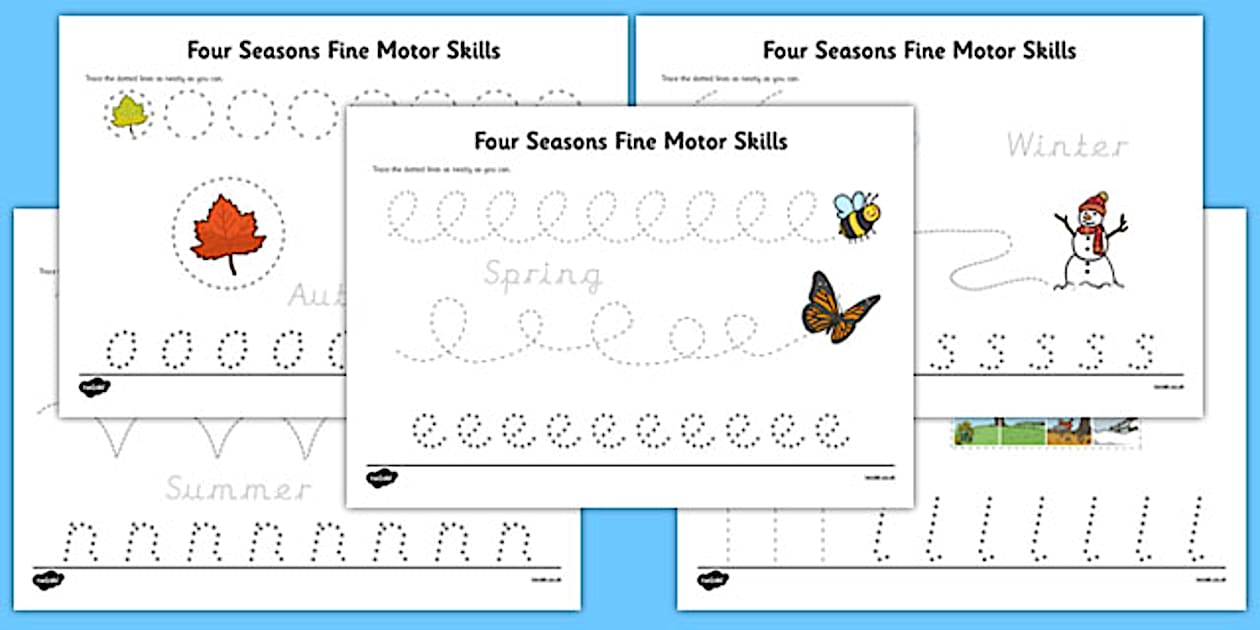 Four Seasons Fine Motor Skills Worksheet / Worksheet Pack
