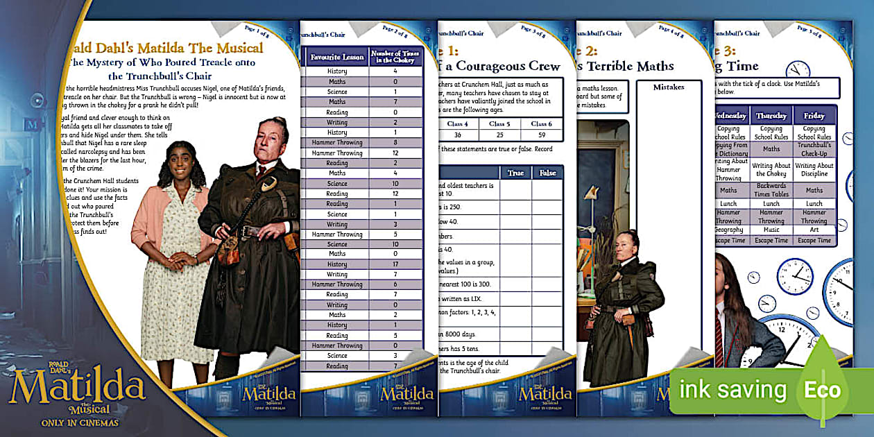 FREE! - 👉 Roald Dahl's Matilda The Musical - Maths Mystery Game - UKS2