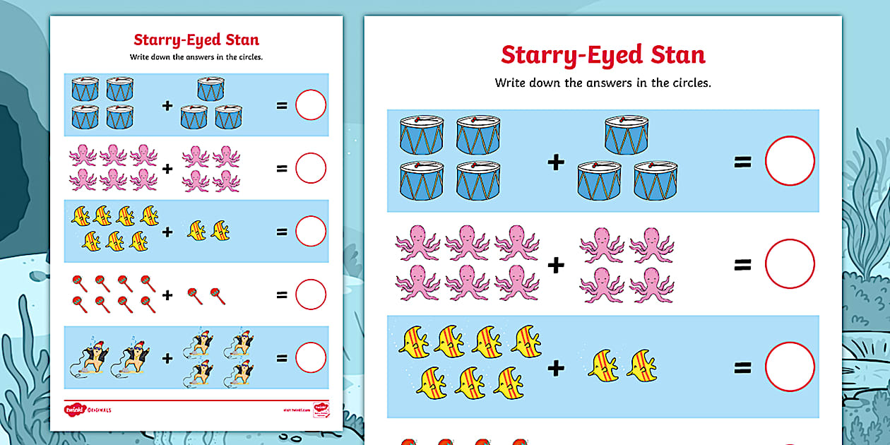 Starry-Eyed Stan Addition to 10 Worksheet / Worksheet