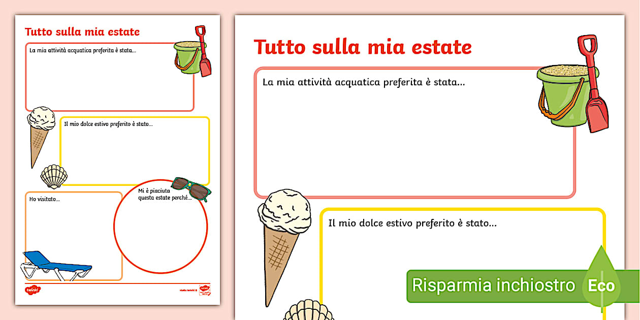 Racconto le mie vacanze estive (teacher made) - Twinkl