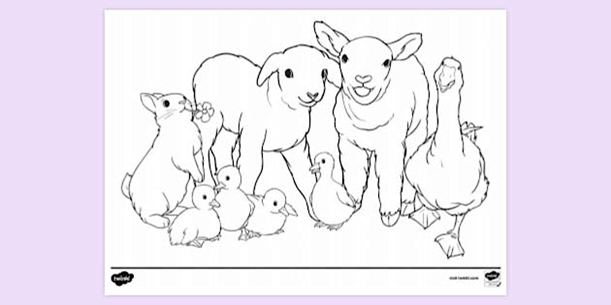 Spring Animals Colouring Page - Creative Activity for Kids