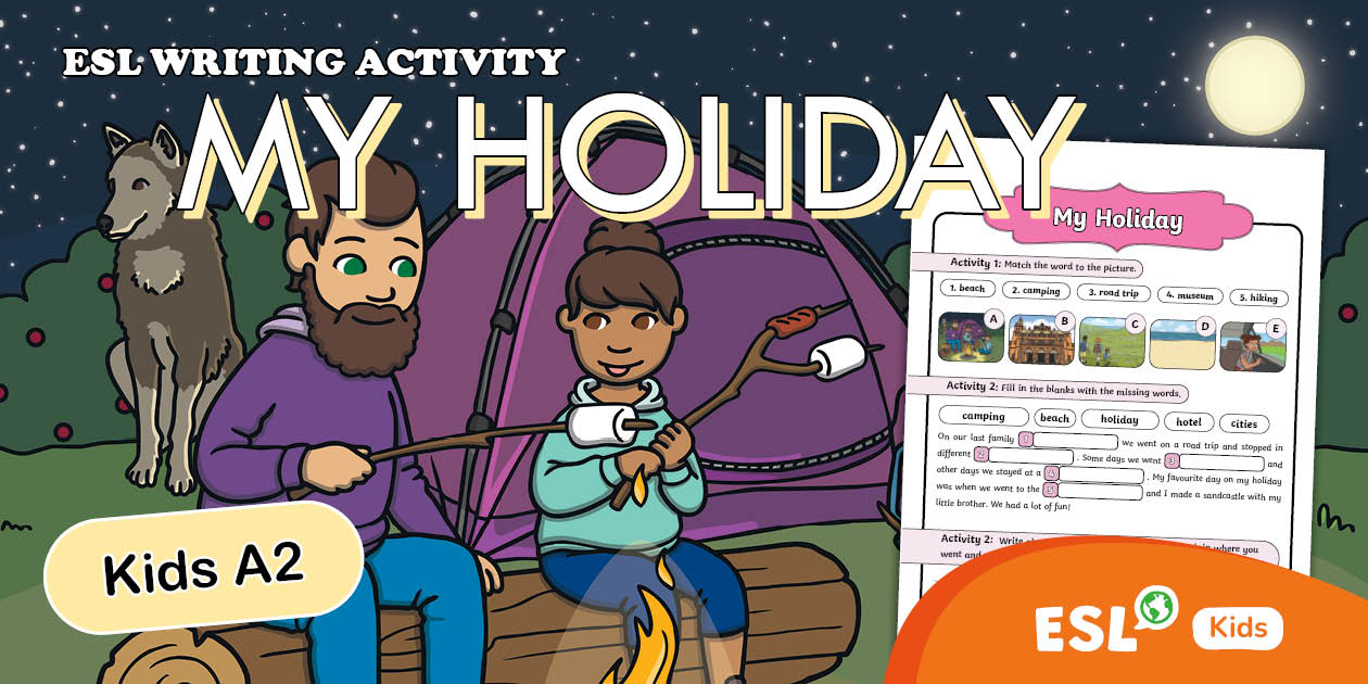 Kids ESL Holiday Writing Activity Sheet