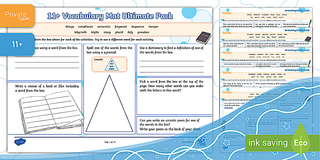 11 Plus Vocabulary Word Mat | Twinkl (teacher made) - Twinkl