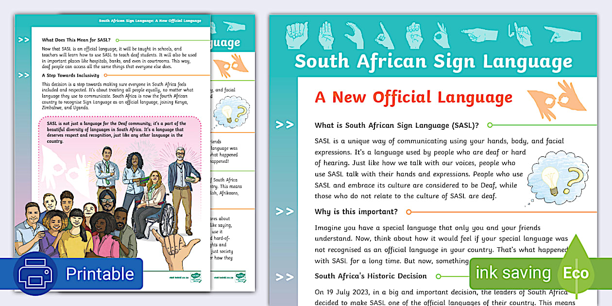 South African Sign Language -Official Language Comprehension