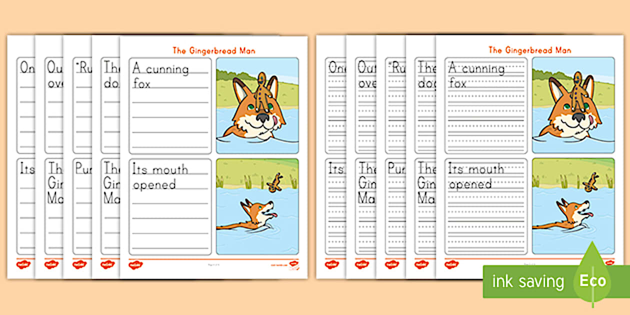 The Gingerbread Man Simple Sentence Writing Prompts Worksheet