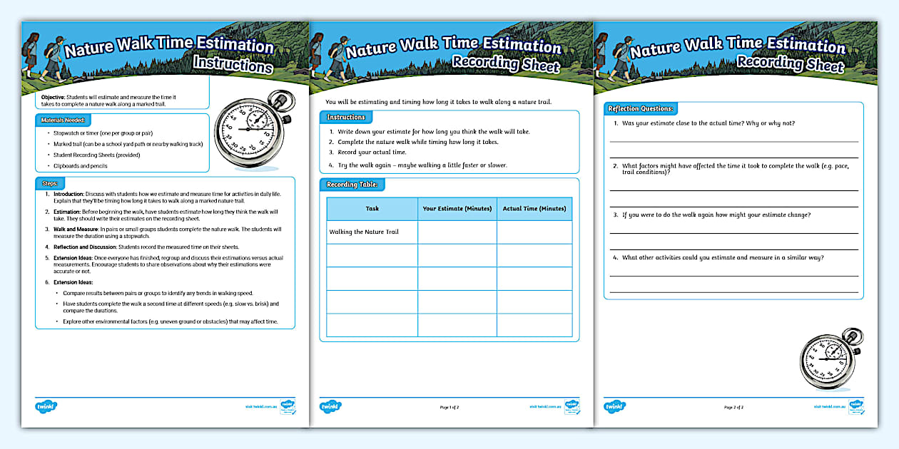 Outdoor Maths: Nature Walk Time Estimation (teacher made)