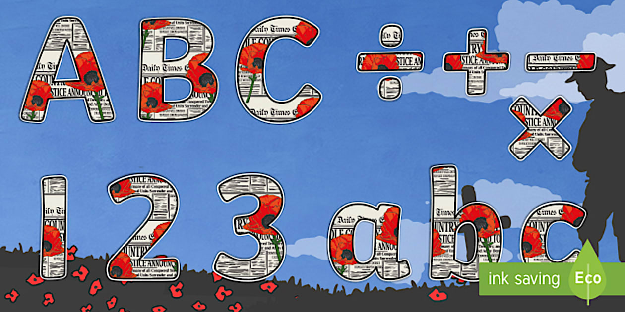 Cursive Remembrance Day Themed Display Lettering - Twinkl