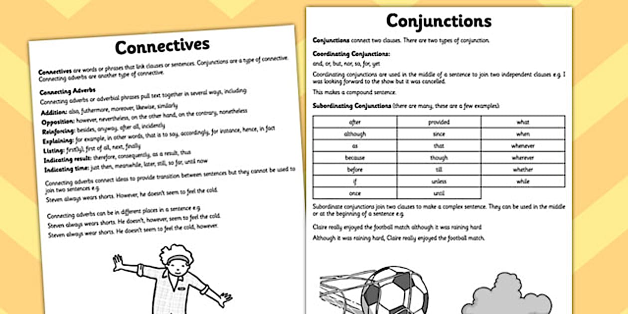 Conjunctions Connectives Guidance - Twinkl