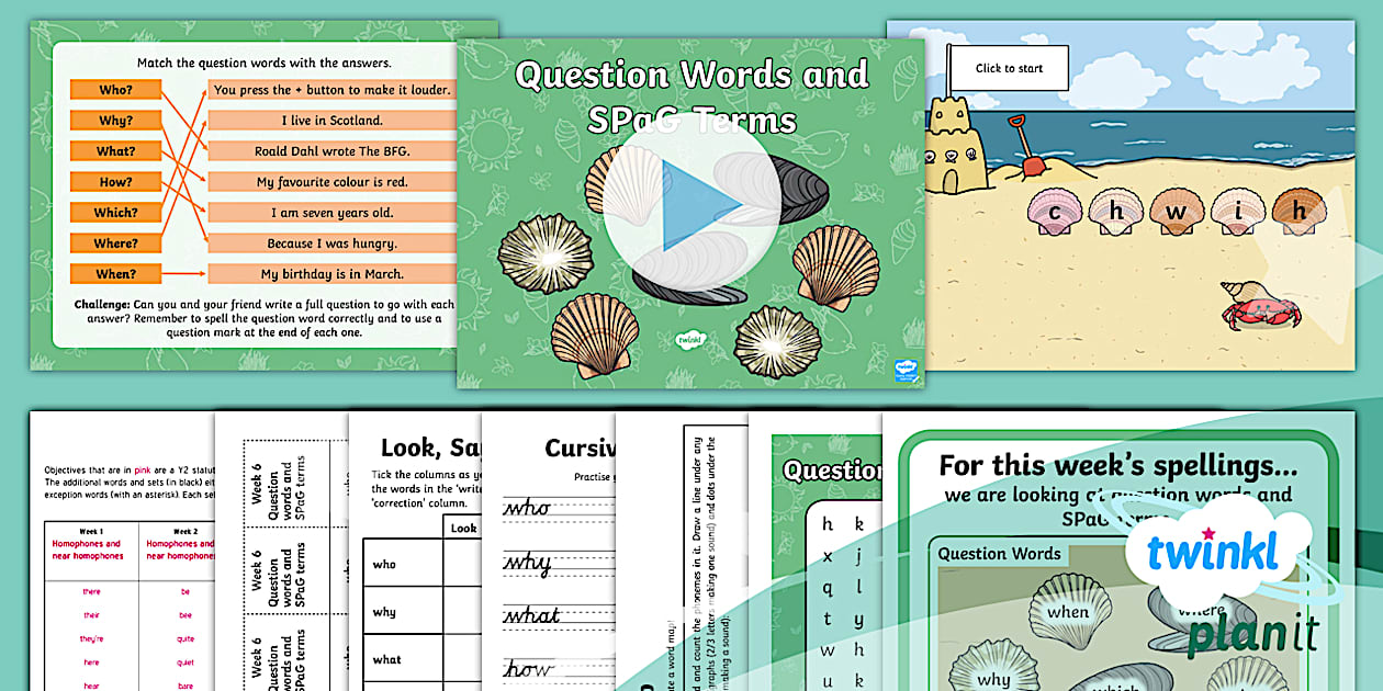 PlanIt English Y2 Term 3B W6: Question Words and SPaG Terms Spelling Pack