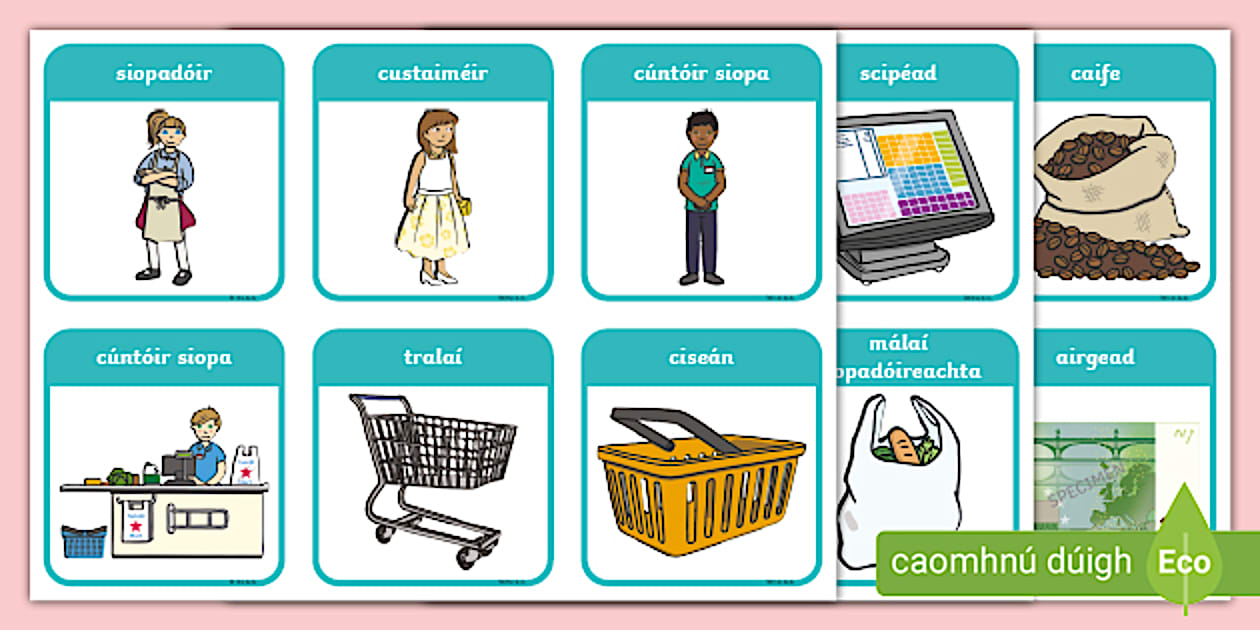The Supermarket Aistear Flashcards Gaeilge - Twinkl