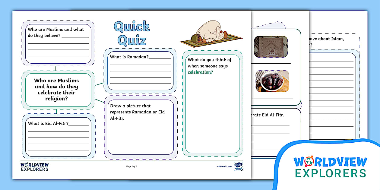 RE: Ramadan and Eid: KS1 Quick Quiz and Reflection - Twinkl