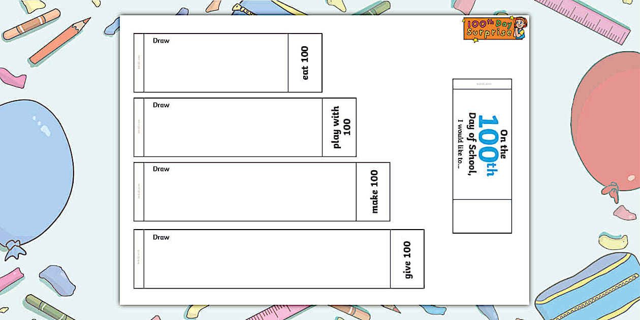 100th Day Surprise – 100 Days Flipbook - 100 Things To Do