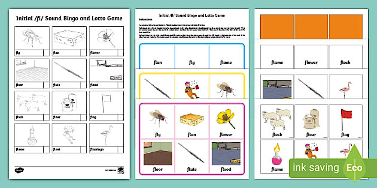 Initial /fl/ Sound Bingo and Lotto Board Game (teacher made)