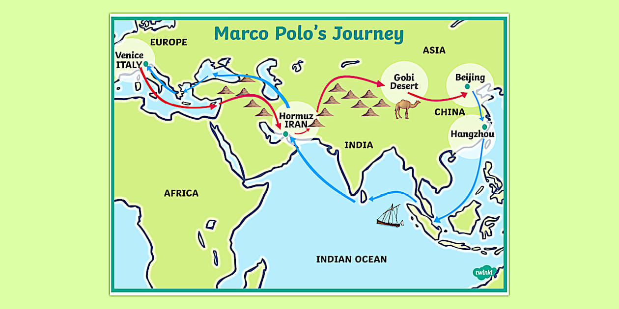 Marco Polo's Journey Display Poster (teacher made) - Twinkl