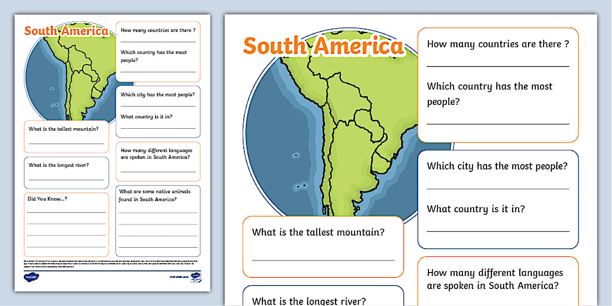 KS1 South America Fact File, South American Countries