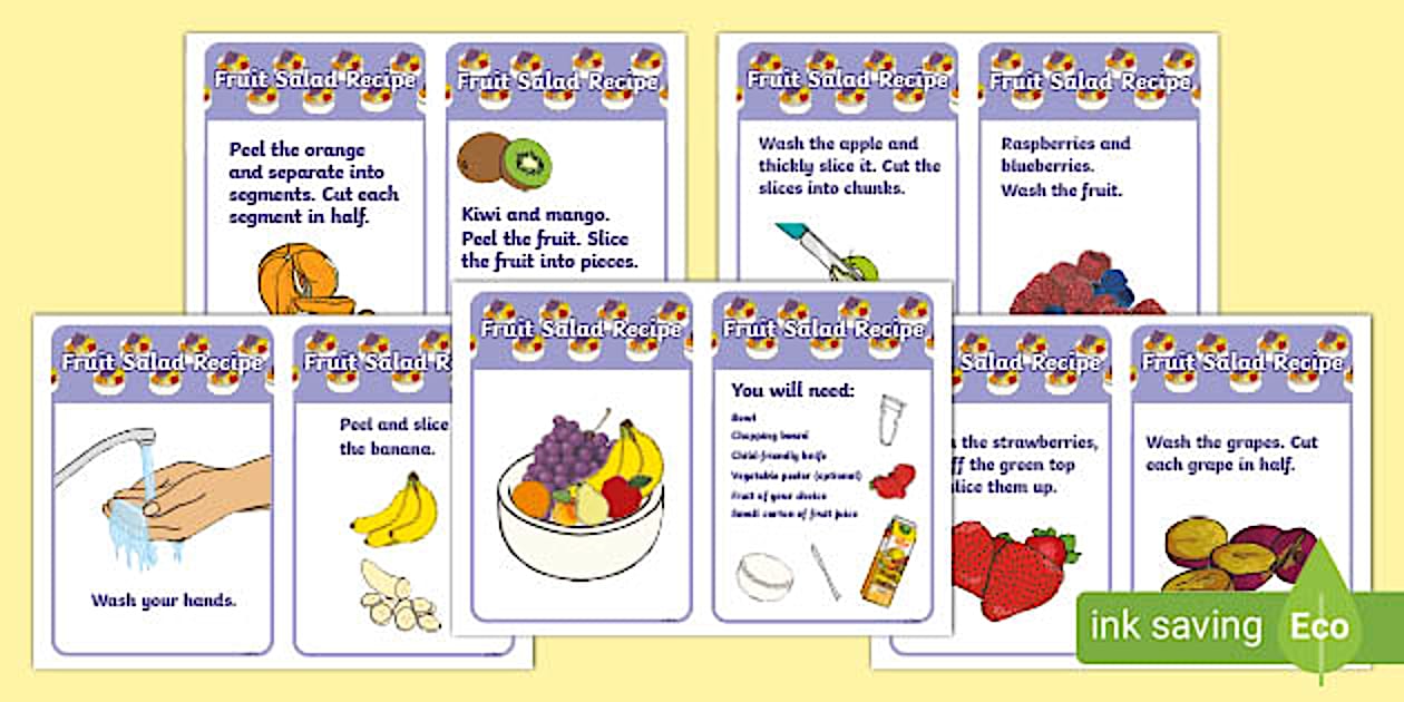 Make Your Own Fruit Salad Recipe Cards (teacher made)