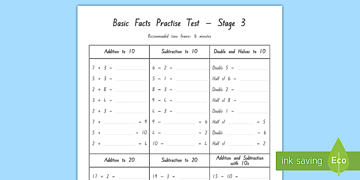 Number Knowledge Test - NZ Stage 3 Practice Test