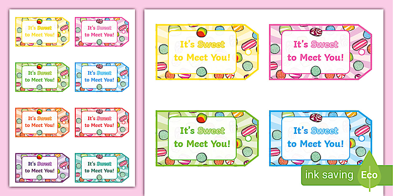 It's Sweet to Meet You! Gift Tags,sweets,new class