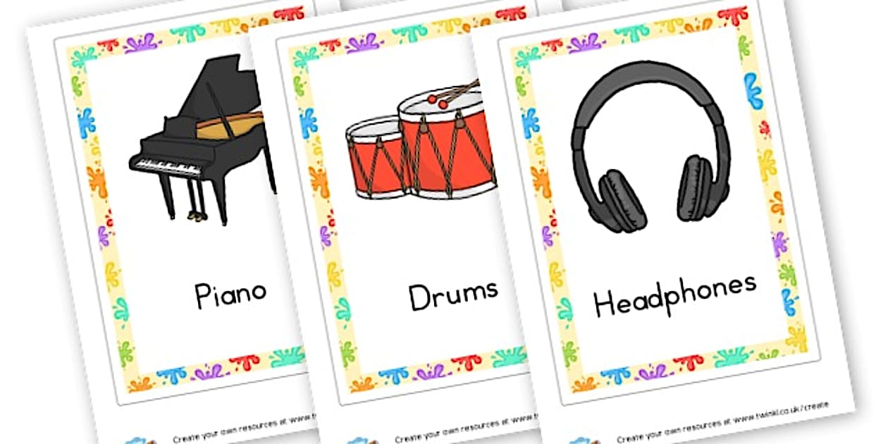 Music Instruments Cards (teacher made) - Twinkl