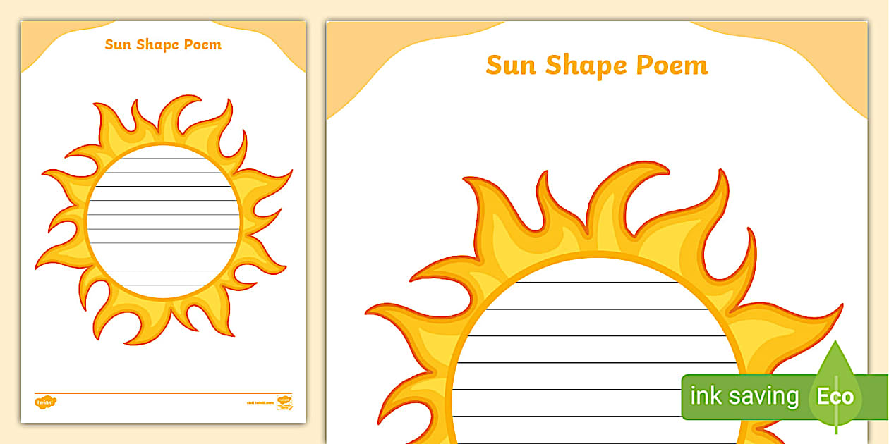 Sun Concrete Poem Template – Shape Poetry – KS1 - Twinkl