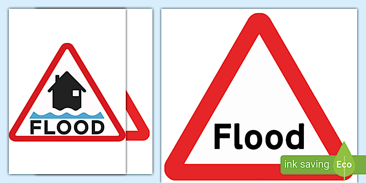 Flood Warning Sign Posters | Signage | Twinkl (teacher made)