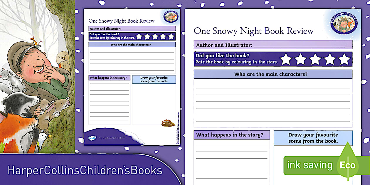 FREE! - Percy the Park Keeper: One Snowy Night Book Review Writing