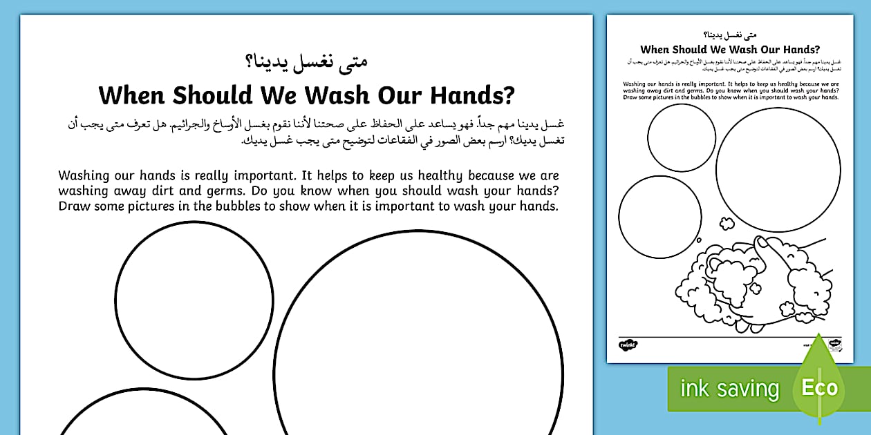 When Should We Wash Our Hands? Worksheet - - Twinkl