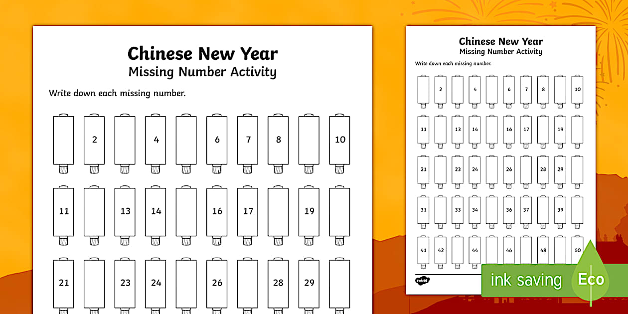 Chinese New Year Missing Number Worksheet (teacher made)
