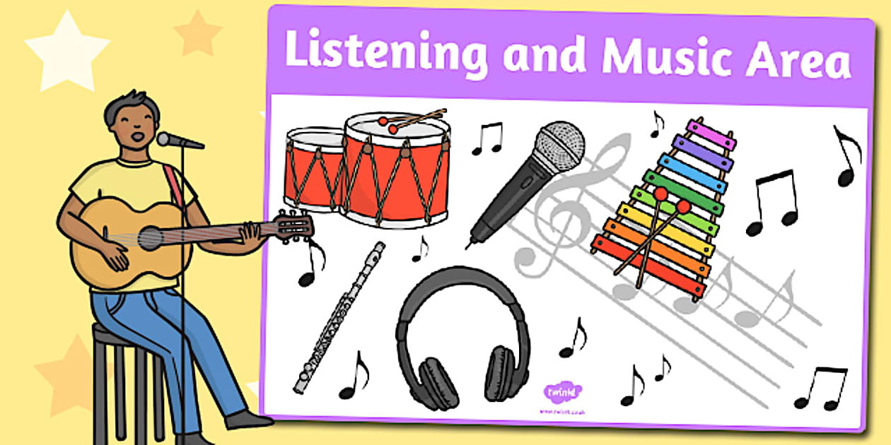 👉 Listening and Music Area Sign (teacher made) - Twinkl