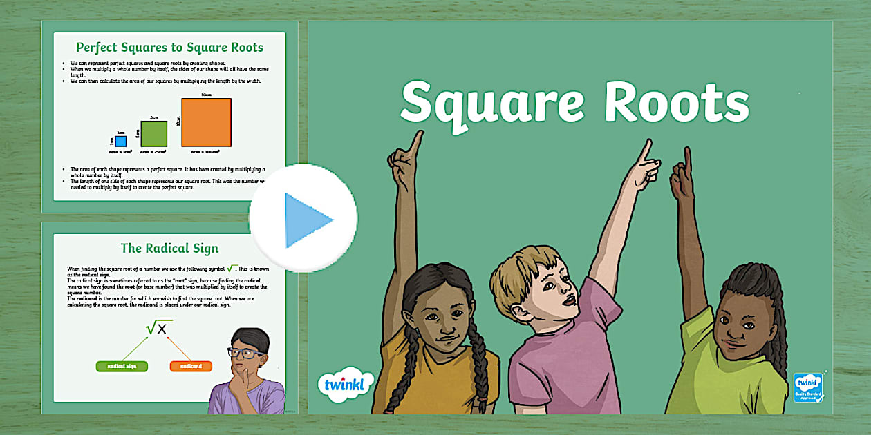 Square Roots PowerPoint - Grade 7 (teacher made) - Twinkl
