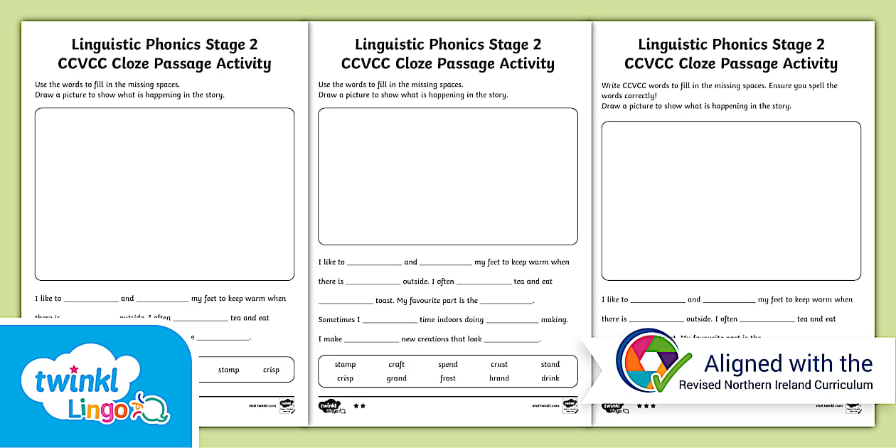 Linguistic Phonics Stage 2 CCVCC Cloze Passage Activity